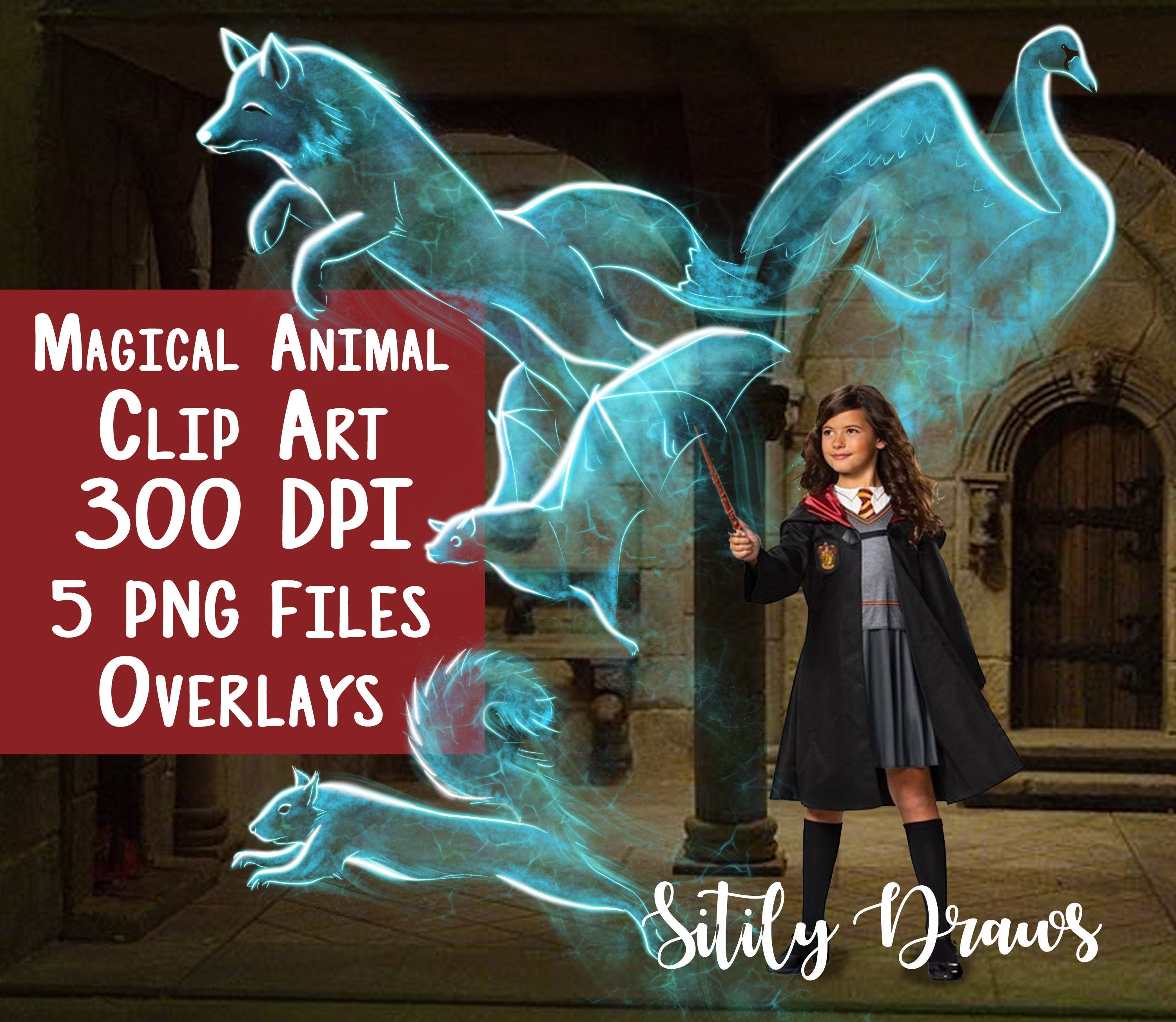 Magical Animals Wizard Wands Overlay Clip Art Instant Digital Download ...