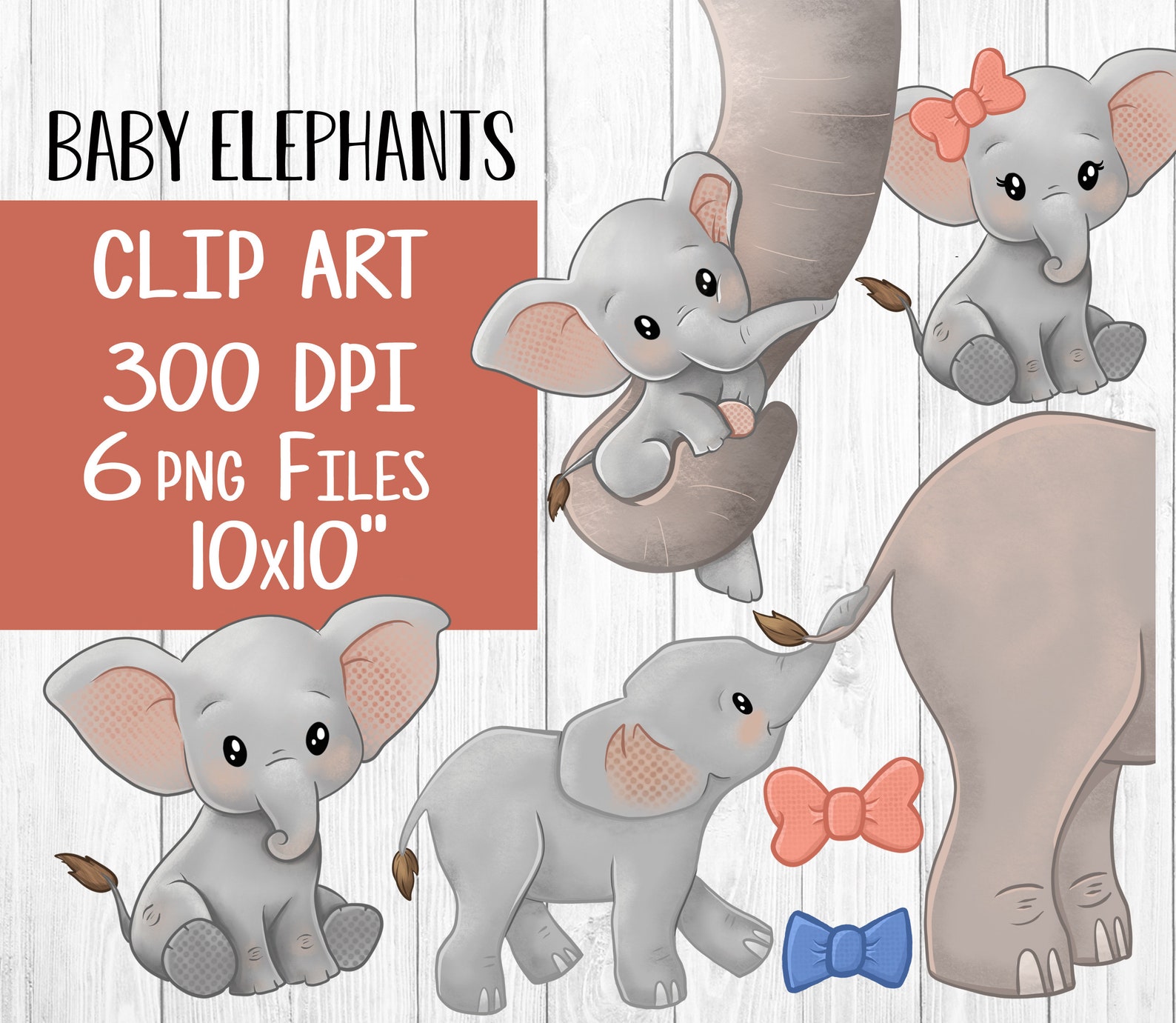 Baby Elephant Clipart Cute Elephants Clip Art Boy and Girl - Etsy