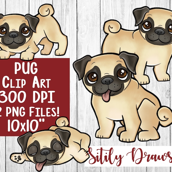 Pugs Clip Art - Etsy