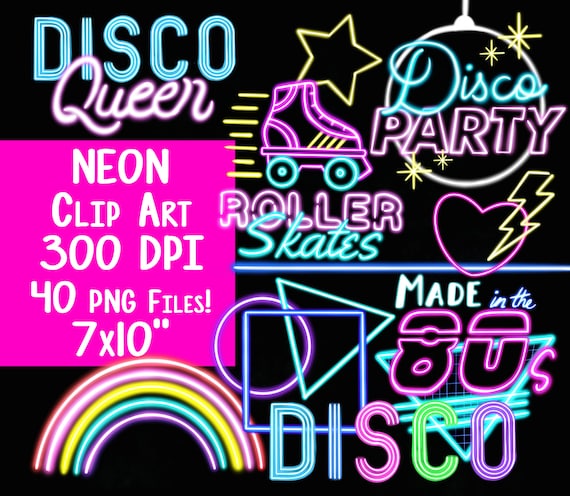 Neon Overlay Clip Art Instant Digital Download Pink Teal - Etsy