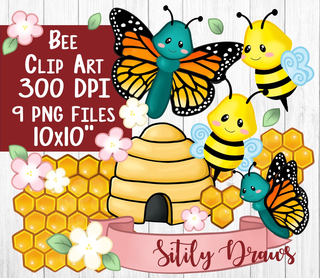 Bee Beehive Honeycomb Butterfly Clipart Transparent Background PNG Clip ...
