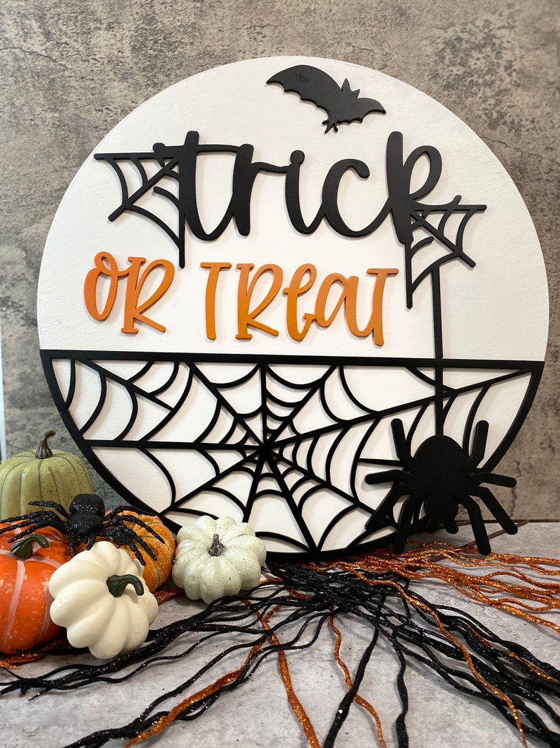 Halloween Door Sign, Spooky Door Hanger, Halloween Decorations, Trick ...