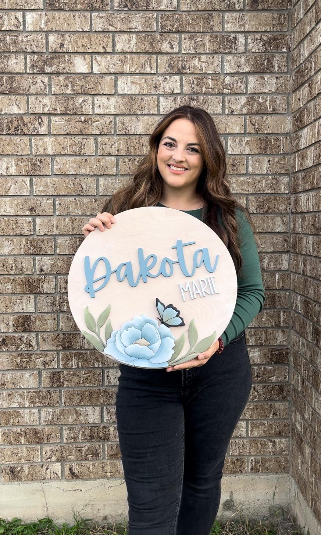 Floral Girl Name Sign, Custom 3D Name Sign, Round Name Sign, Boho Decor ...