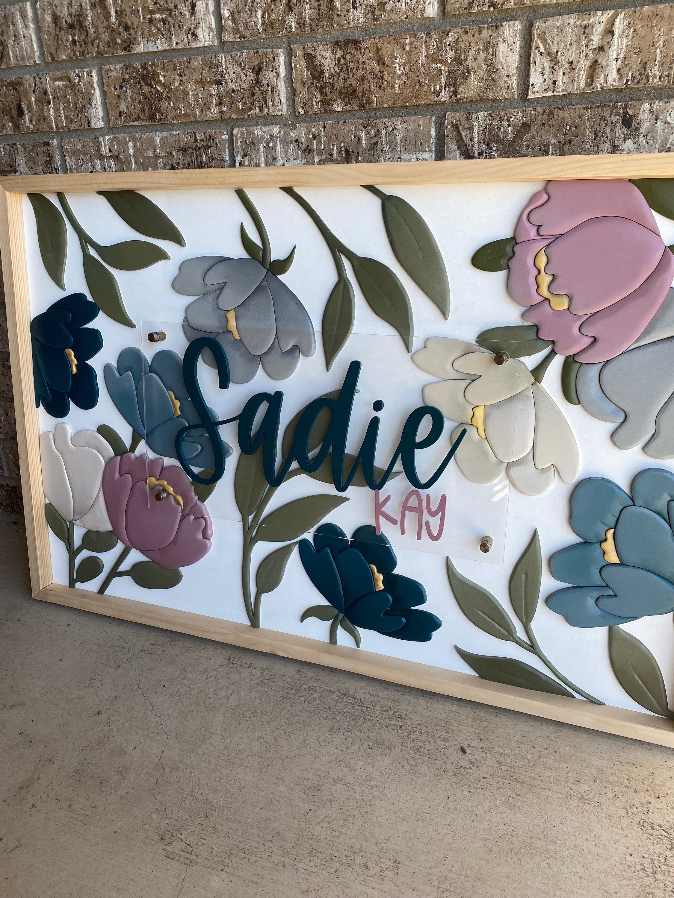 Personalized Floral Nursery Sign, 24x36 Nursery Name Sign, 3D Name Sign ...
