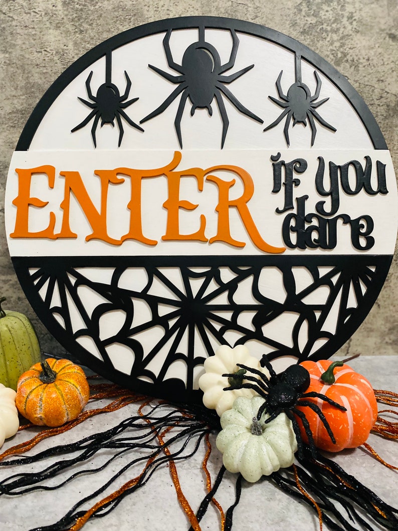Halloween Door Sign, Spooky Door Hanger, Halloween Decorations, Enter ...