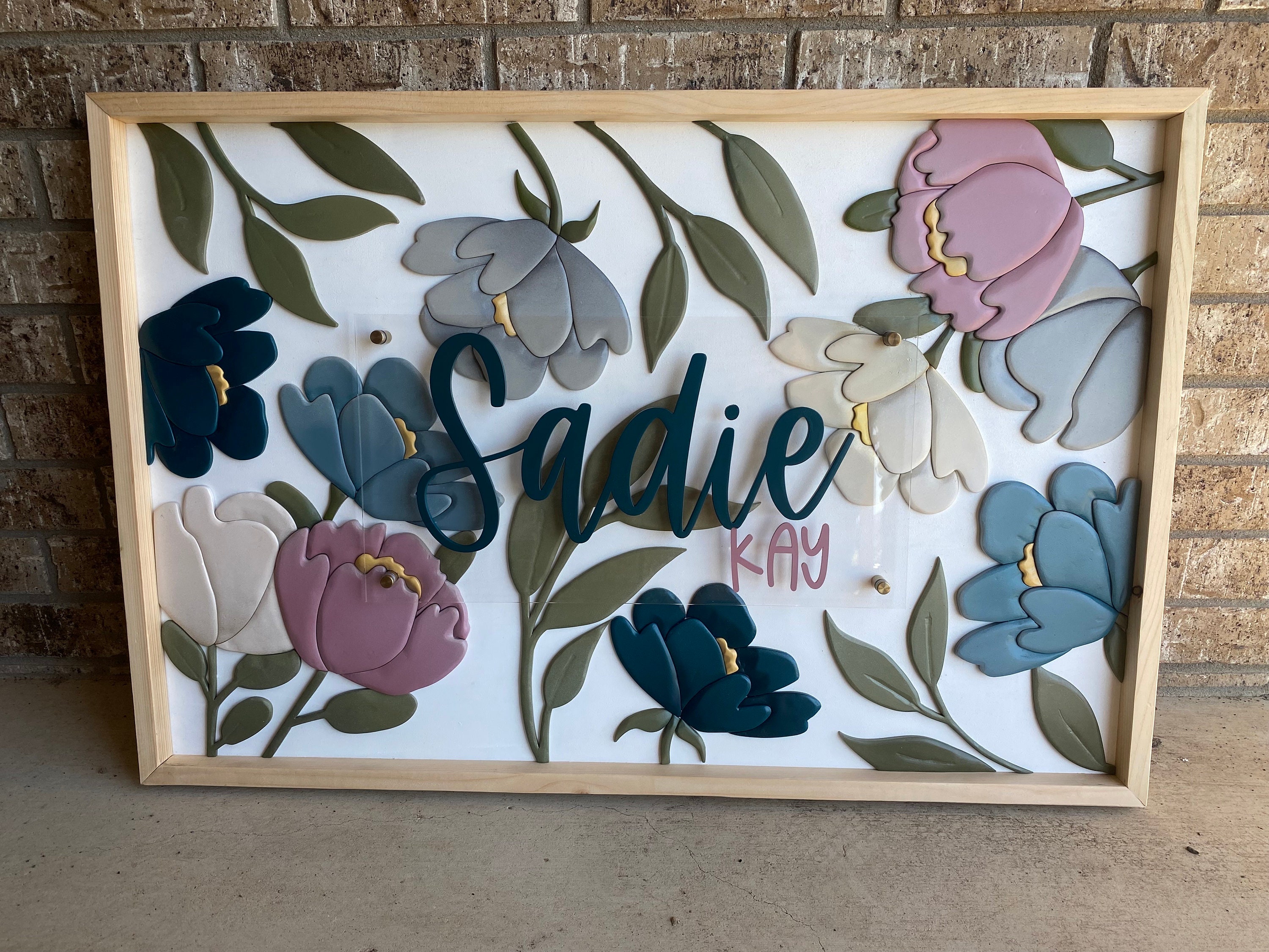 Personalized Floral Nursery Sign, 24x36 Nursery Name Sign, 3D Name Sign ...