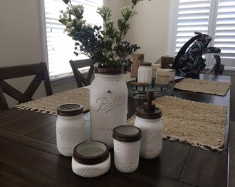 Farmhouse Style Mason Jar Bathroom Set | Etsy