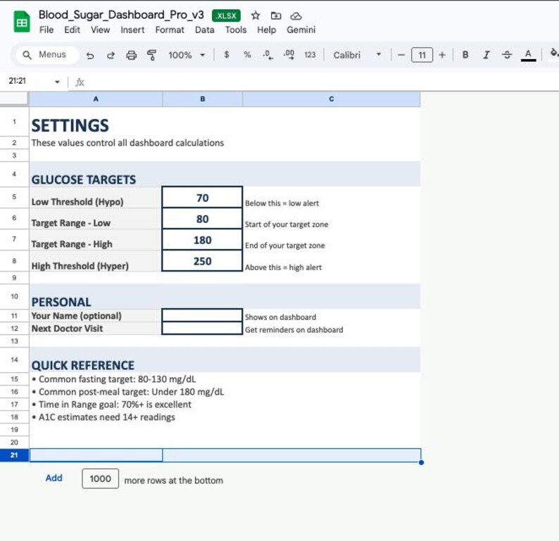 Blood Sugar Tracker Google Sheets | Diabetes Log for Men | A1C ...