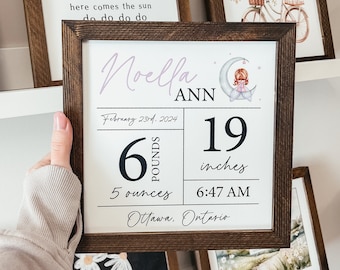 Custom Nursery Sign, Custom Birth Statistics Wood Sign, Baby Name Sign ...