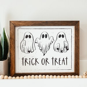 Trick or Treat Wood Sign, Cute Halloween Sign, Spooky Season Decor ...