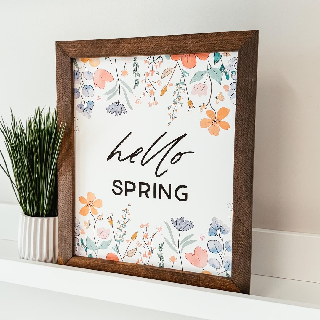 Hello Spring Sign, Spring Wooden Sign, Spring Decor, Wildflower Wood ...
