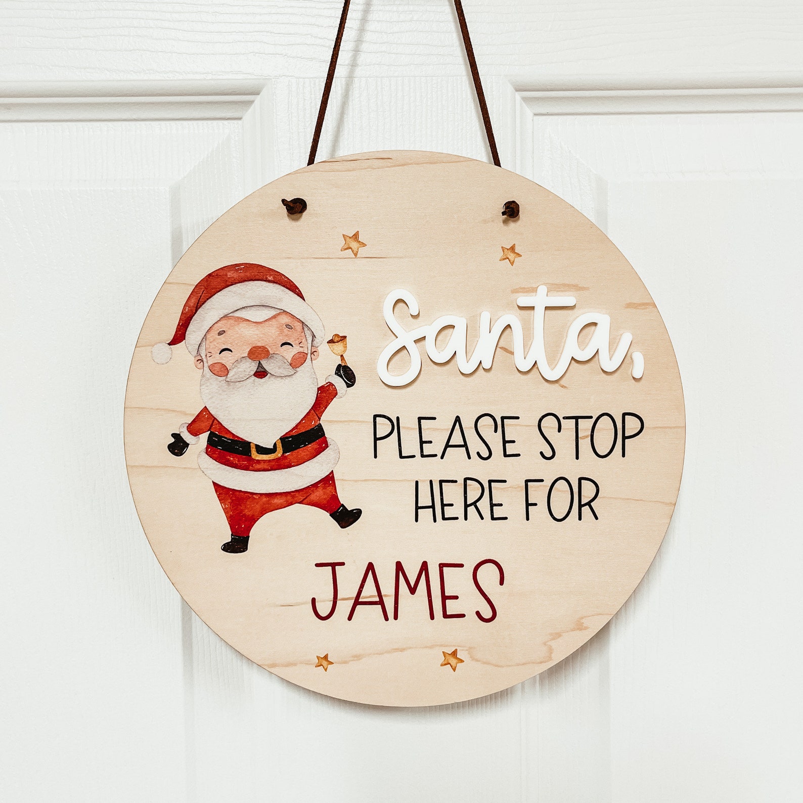 Personalized Santa Please Stop Here Sign, Santa Stop Here Door Sign ...