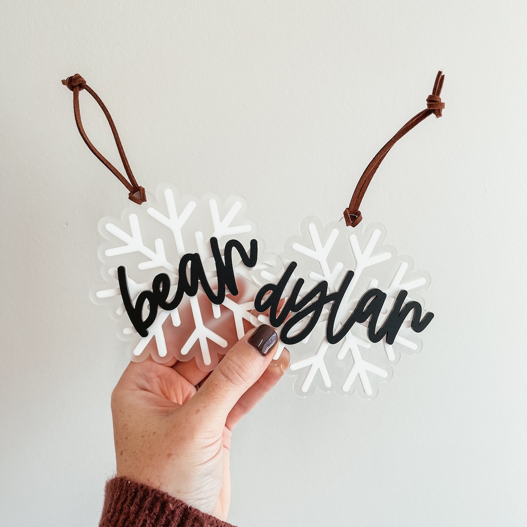 Personalized Christmas Stocking Tag, 3D Snowflake Stocking Tag, Acrylic ...
