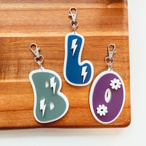 Retro Letter Backpack Tag, Acrylic Bag Tag, Groovy Bag Tag, Lunch Box ...