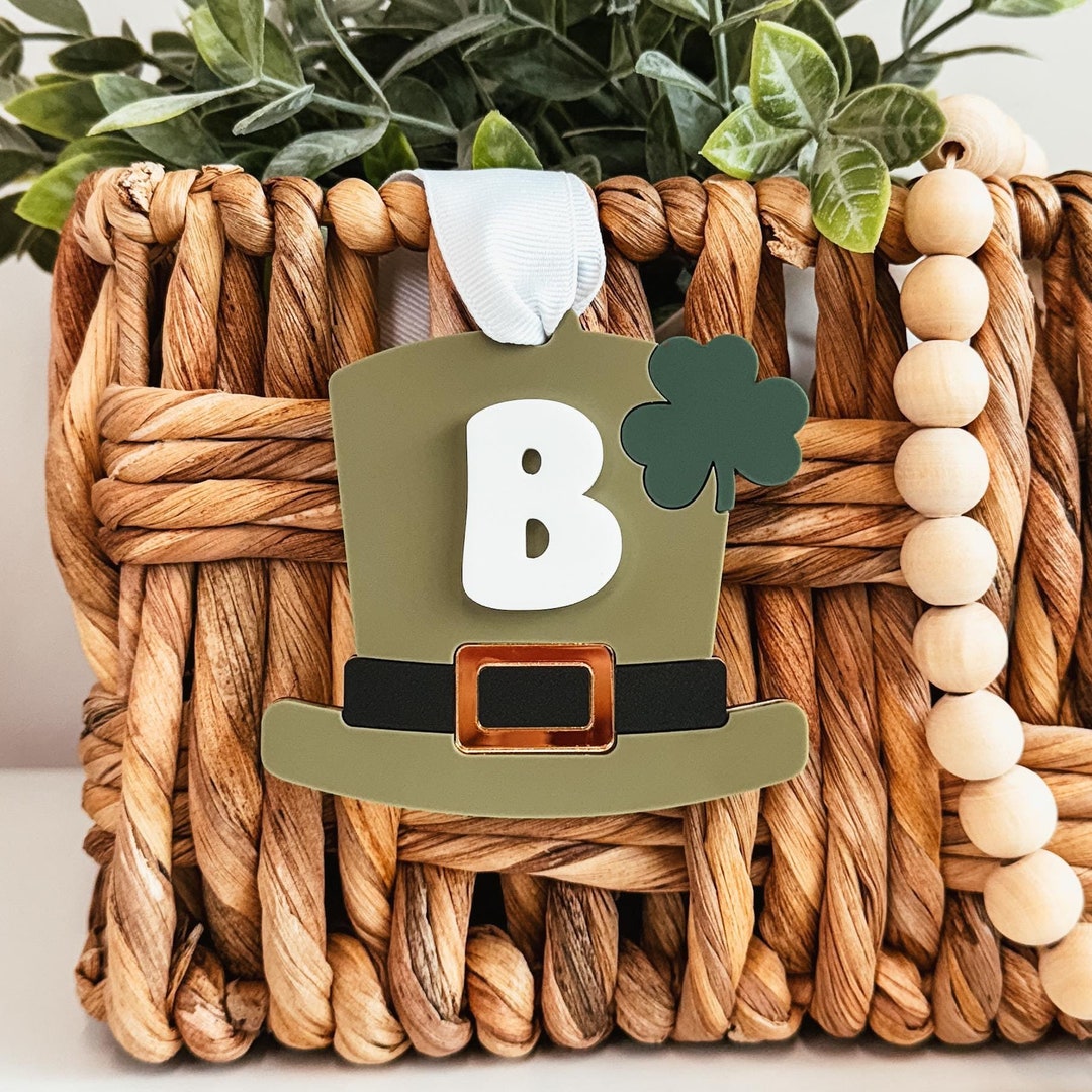 St. Patrick's Day Basket Tag, Shamrock Tag, Clover Tag, Personalized St ...