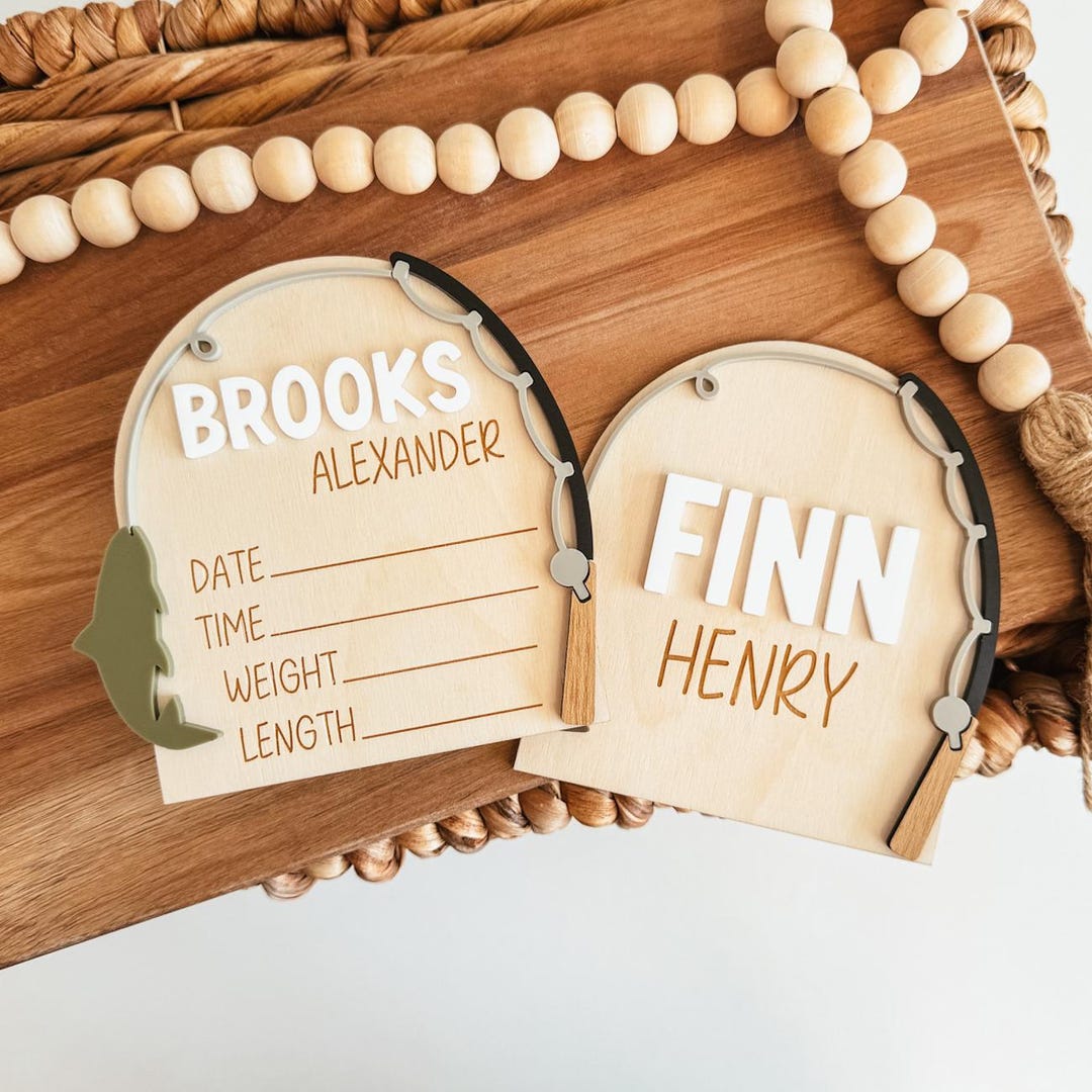 Fishing Baby Name Sign, Birth Announcement Sign, Arch Name Announcement ...