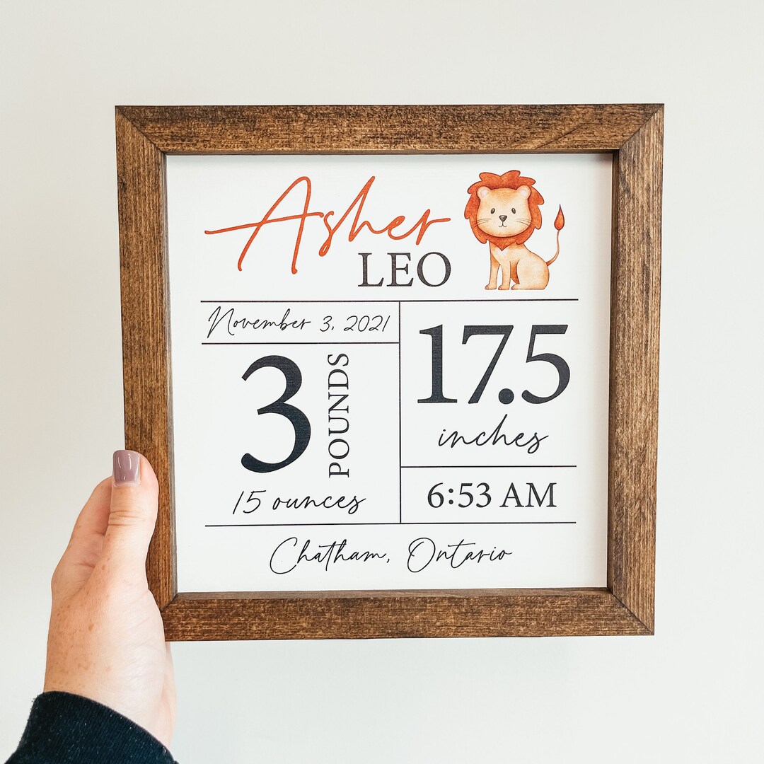 Custom Birth Statistics Wood Sign, Custom Nursery Sign, Baby Name Sign ...