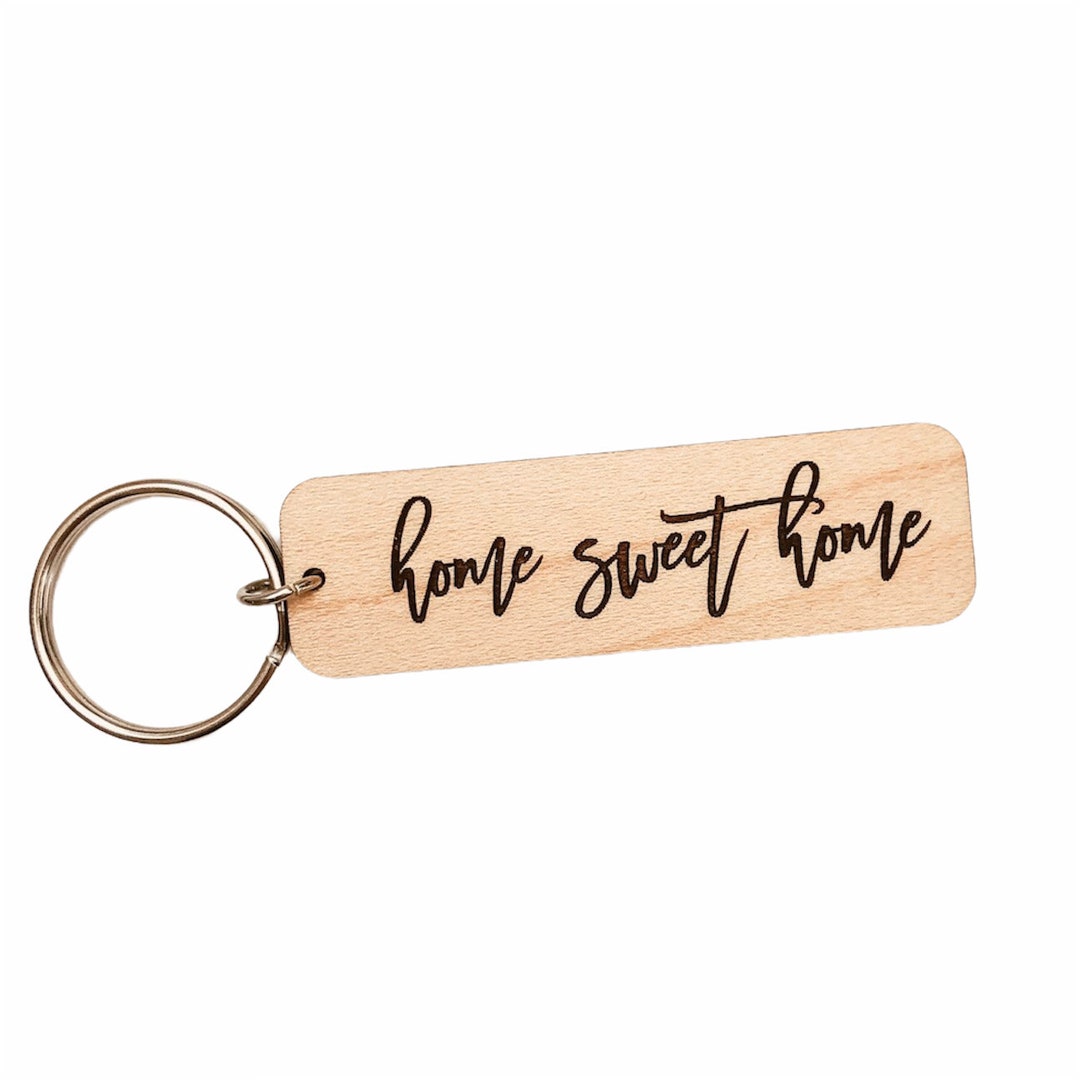 Home Sweet Home Keychain, Wooden Keychain, Realtor Gift, Housewarming ...