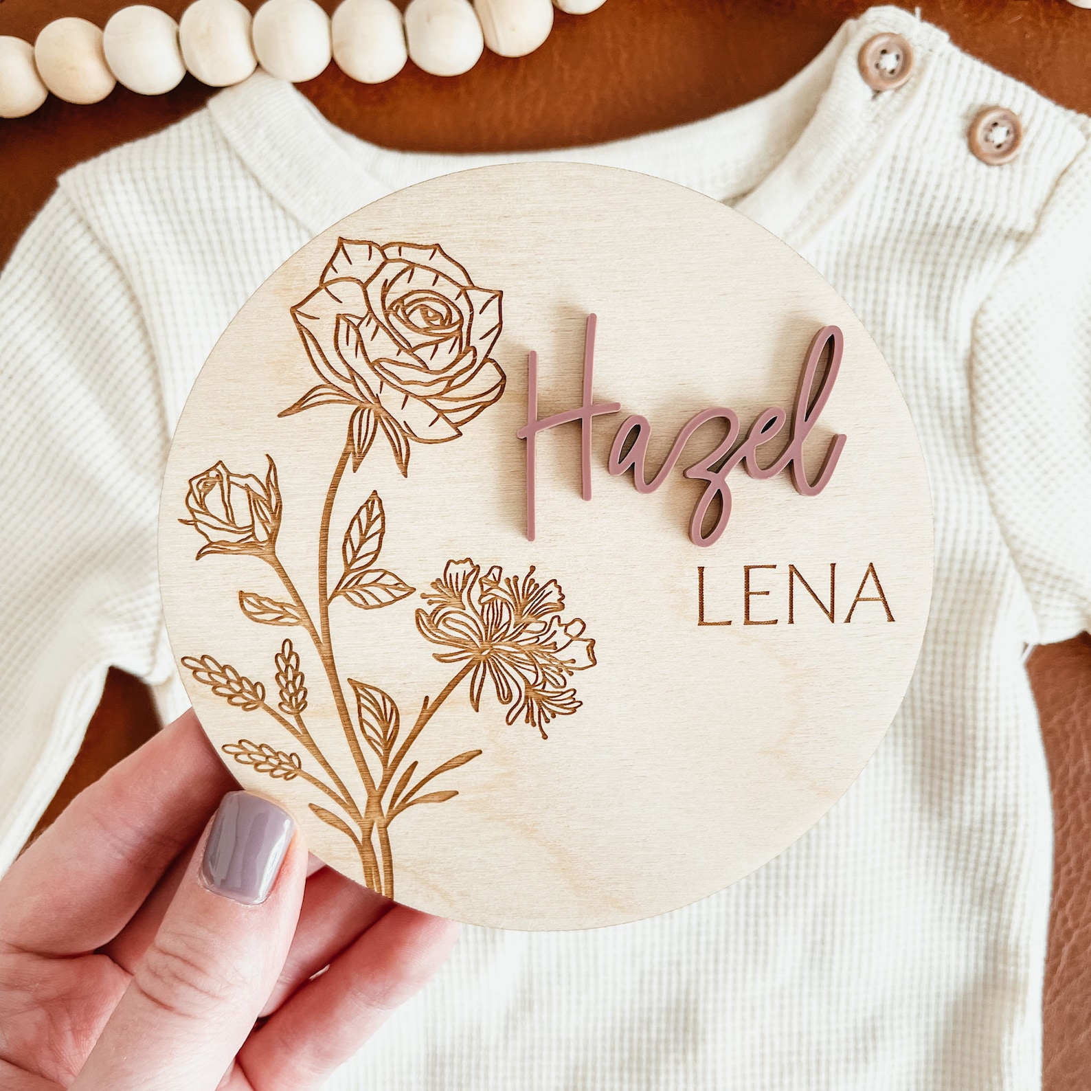 Wooden Birth Announcement, Birth Flower Birth Announcement Sign, Baby ...