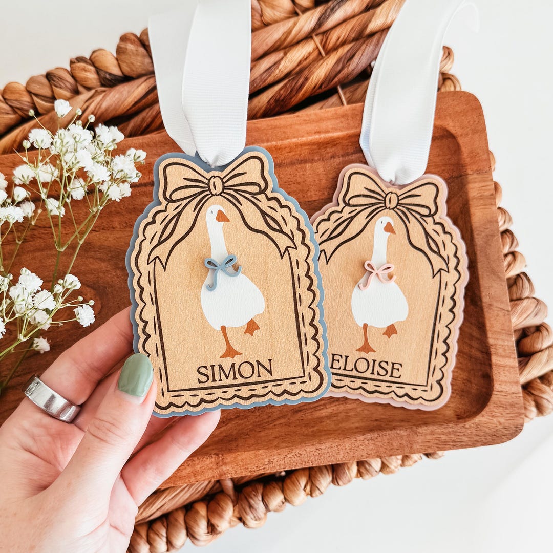 Personalized Goose Easter Basket Tag, Personalized Easter Tag, Vintage ...