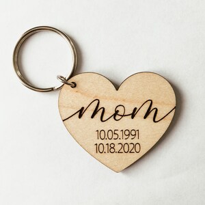 Custom Mom Keychain, Personalized Keychain, Custom Keychain, Wooden ...