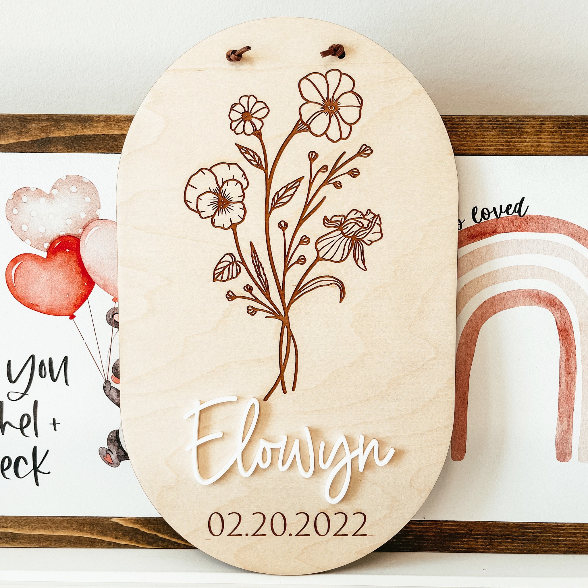 Custom Birth Flower Sign Personalized Nursery Sign Birth - Etsy