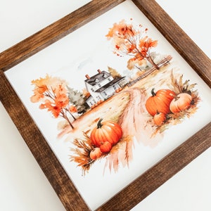 Watercolour Autumn Farm Wood Sign, Fall Farmhouse Sign, Fall Wood Sign ...