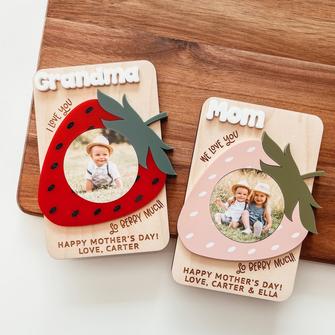 Fridge Photo Magnet, Custom Photo Frame Magnet, Strawberry Magnet, Mom ...