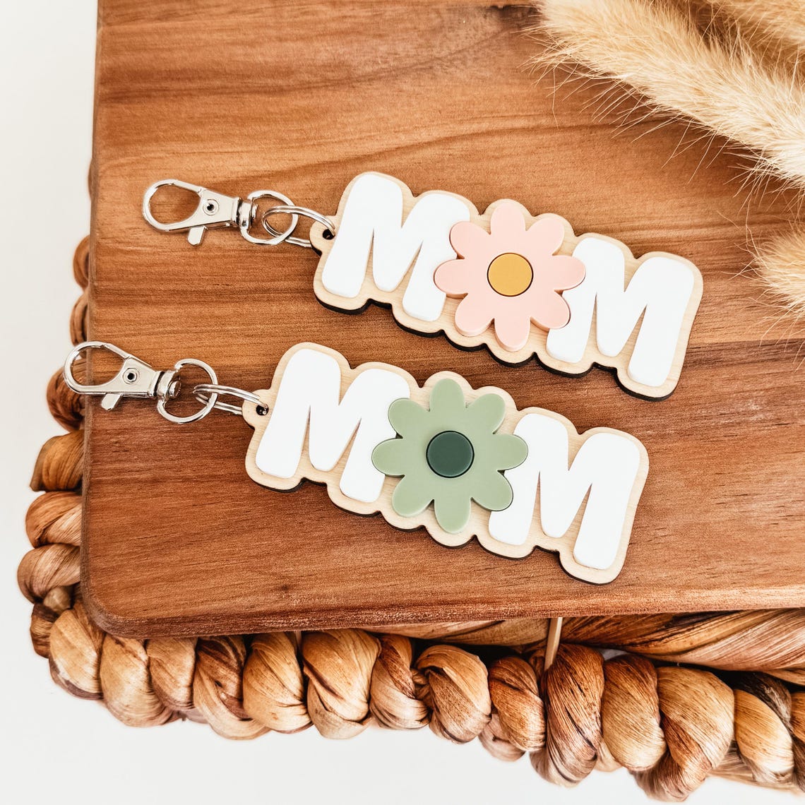 Custom Mom Keychain, Mother's Day Keychain, Mom Flower Keychain, 3D Mom ...