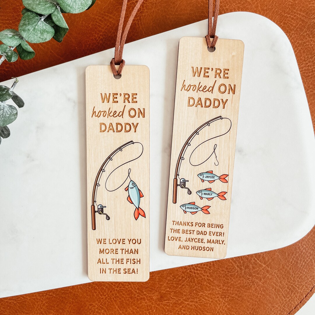 Custom Dad Bookmark, Personalized Wood Bookmark, Dad Fishing Gift ...