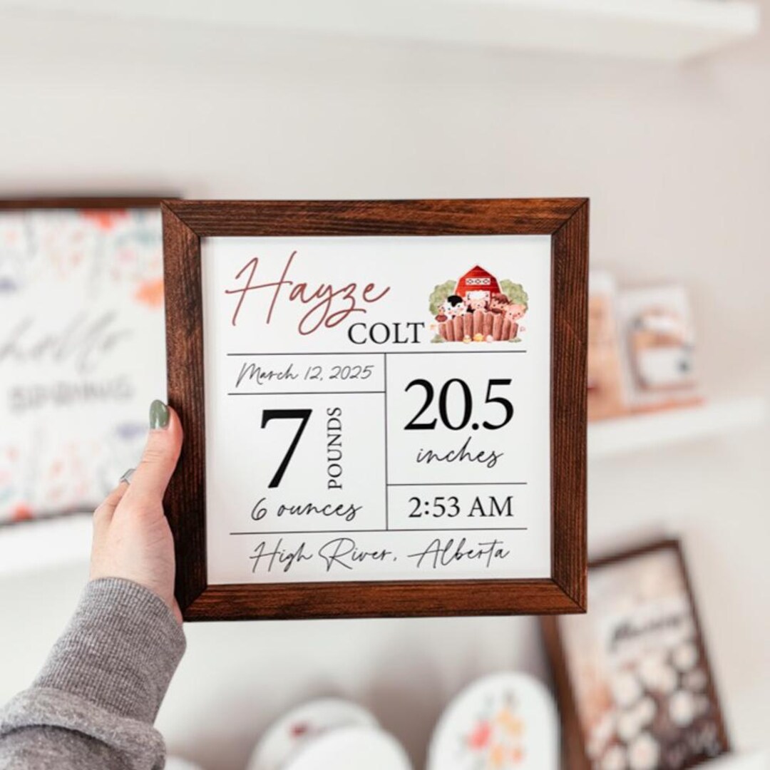 Custom Birth Statistics Wood Sign, Custom Nursery Sign, Baby Name Sign ...