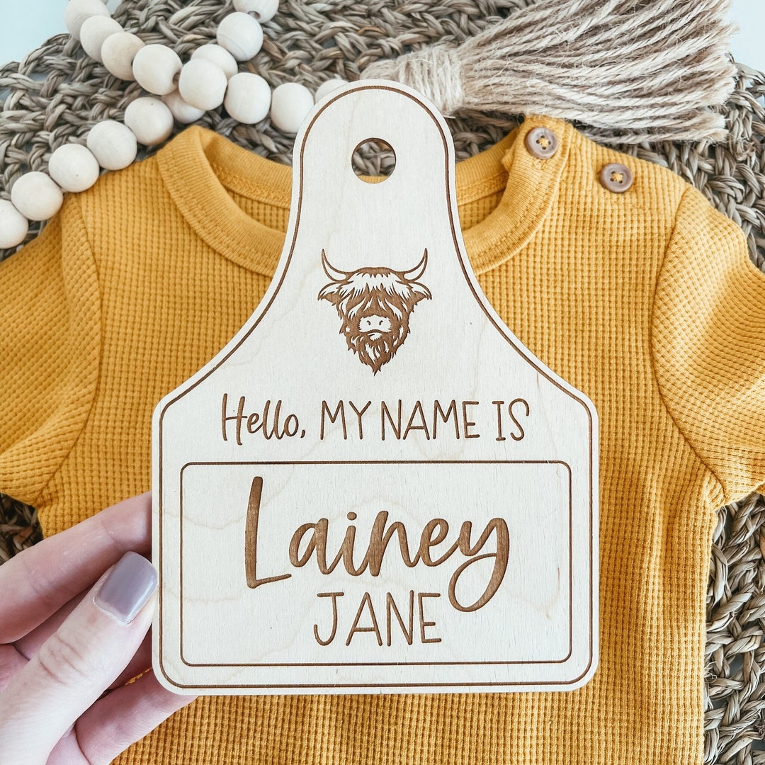 Cattle Tag Birth Announcement Sign, Newborn Announcement Sign, Western ...