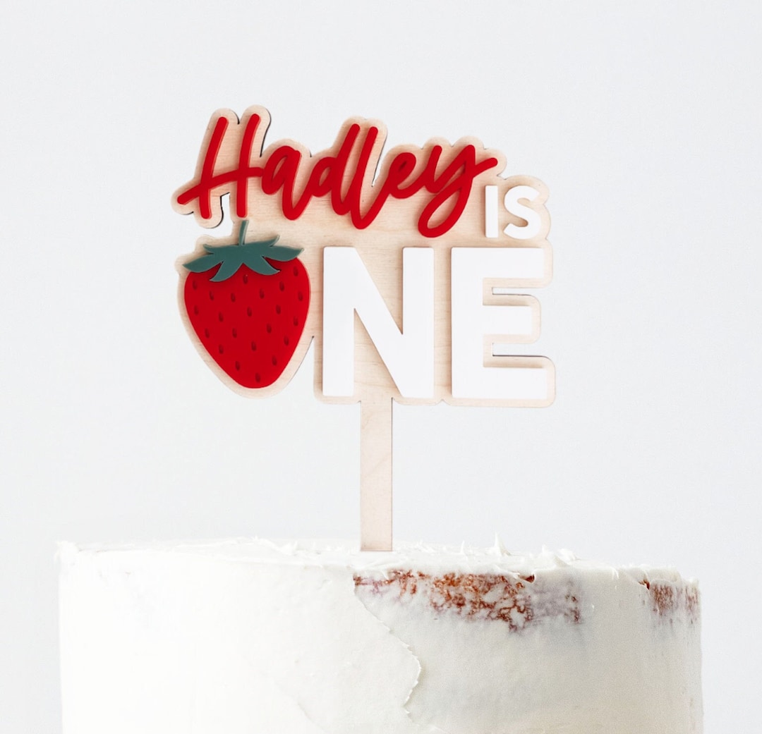 One Strawberry Cake Topper, First Birthday Cake Topper, One Cake Topper ...