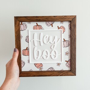Hey Boo Wood Sign, Cute Fall Sign, Pink Fall Sign, Fall Farmhouse Sign ...