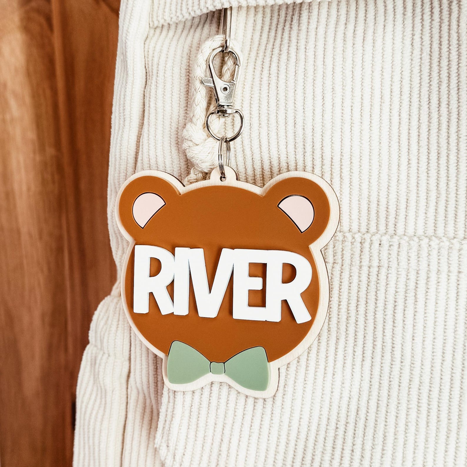 Teddy Bear Backpack Name Tag, Acrylic Name Keychain, Backpack Name ...