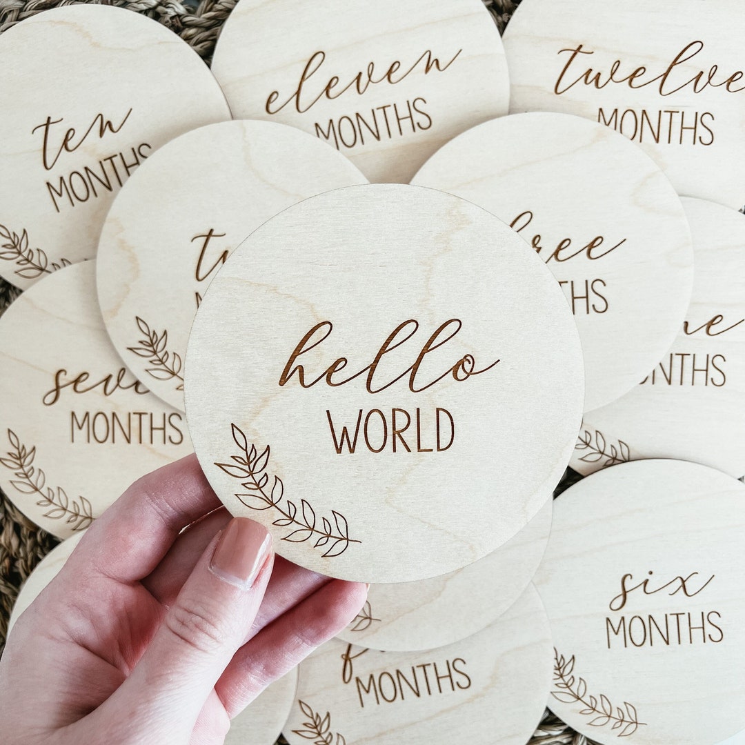 Baby Milestone Cards, Wooden Monthly Milestones, Wood Birth ...