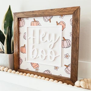 Hey Boo Wood Sign, Cute Fall Sign, Pink Fall Sign, Fall Farmhouse Sign ...