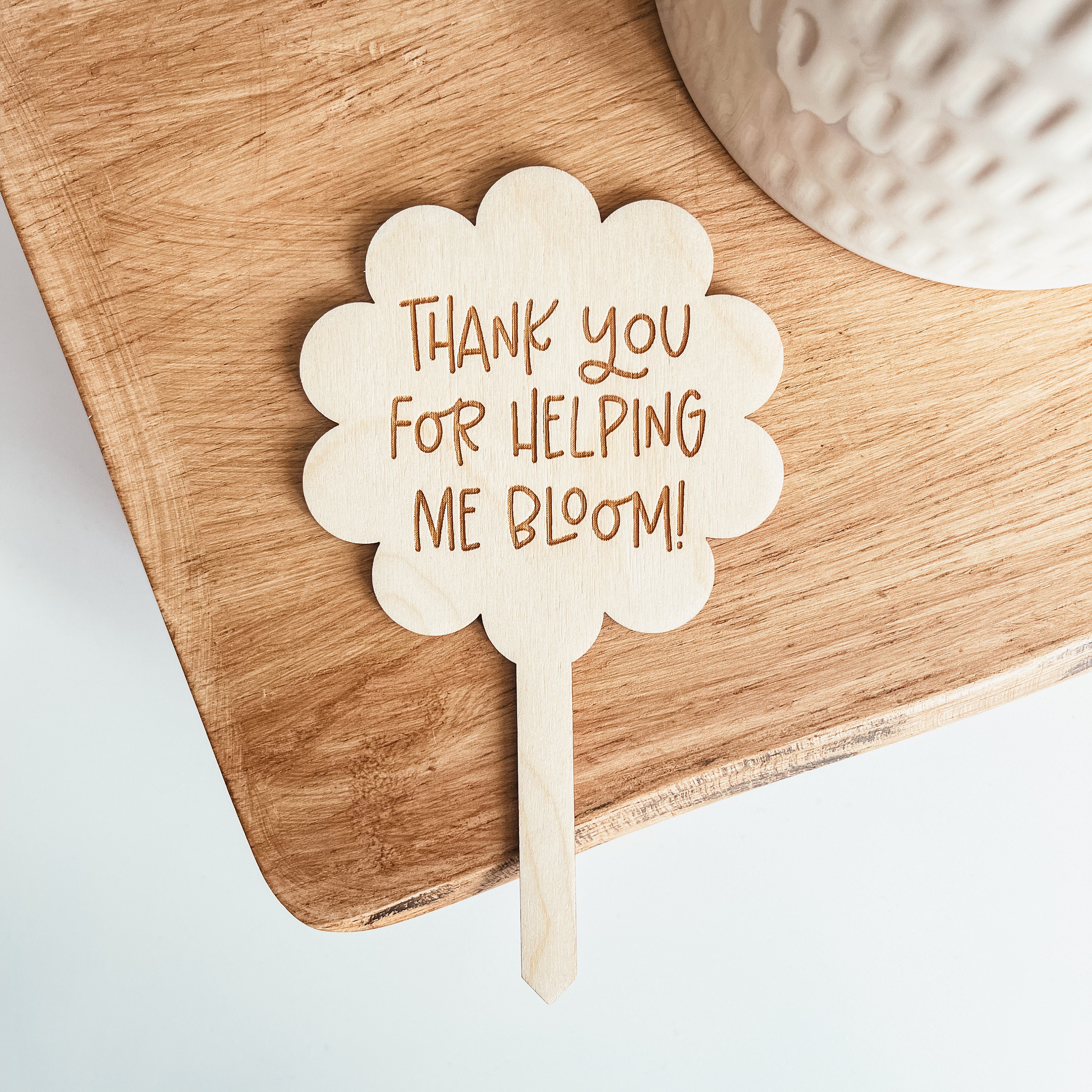 Thank You for Helping Me Bloom Wooden Plant Stake, Mom Garden Stake ...