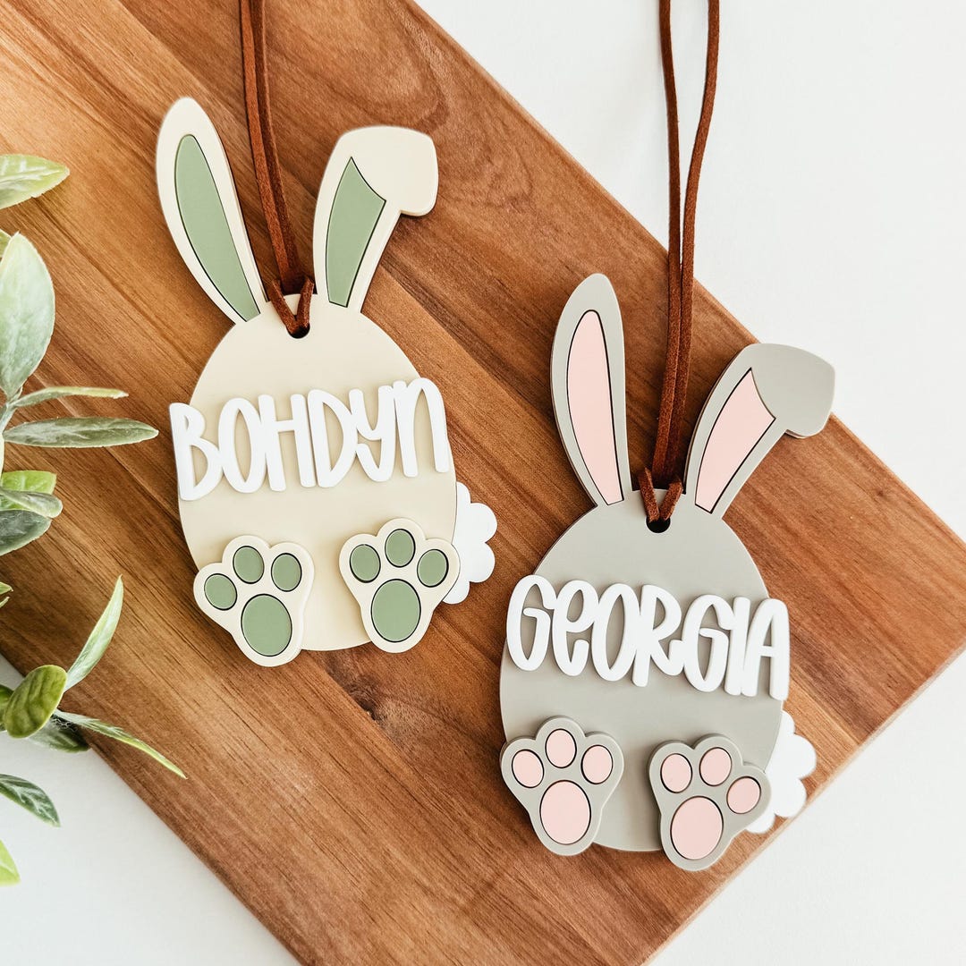 Easter Basket Tag, Egg With Bunny Ears Tag, Personalized Easter Basket ...