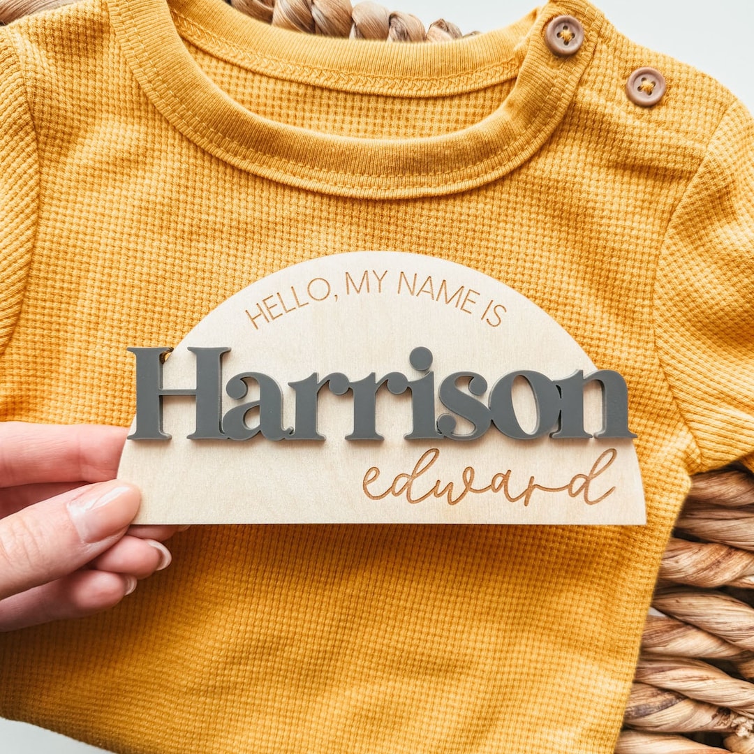 Wooden Birth Announcement Sign, Half Circle Name Announcement Sign, 3D ...
