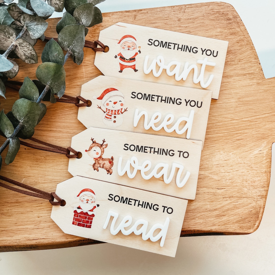 Mindful Gifting Christmas Tags, Want Need Wear Read Gift Tags, Reusable ...