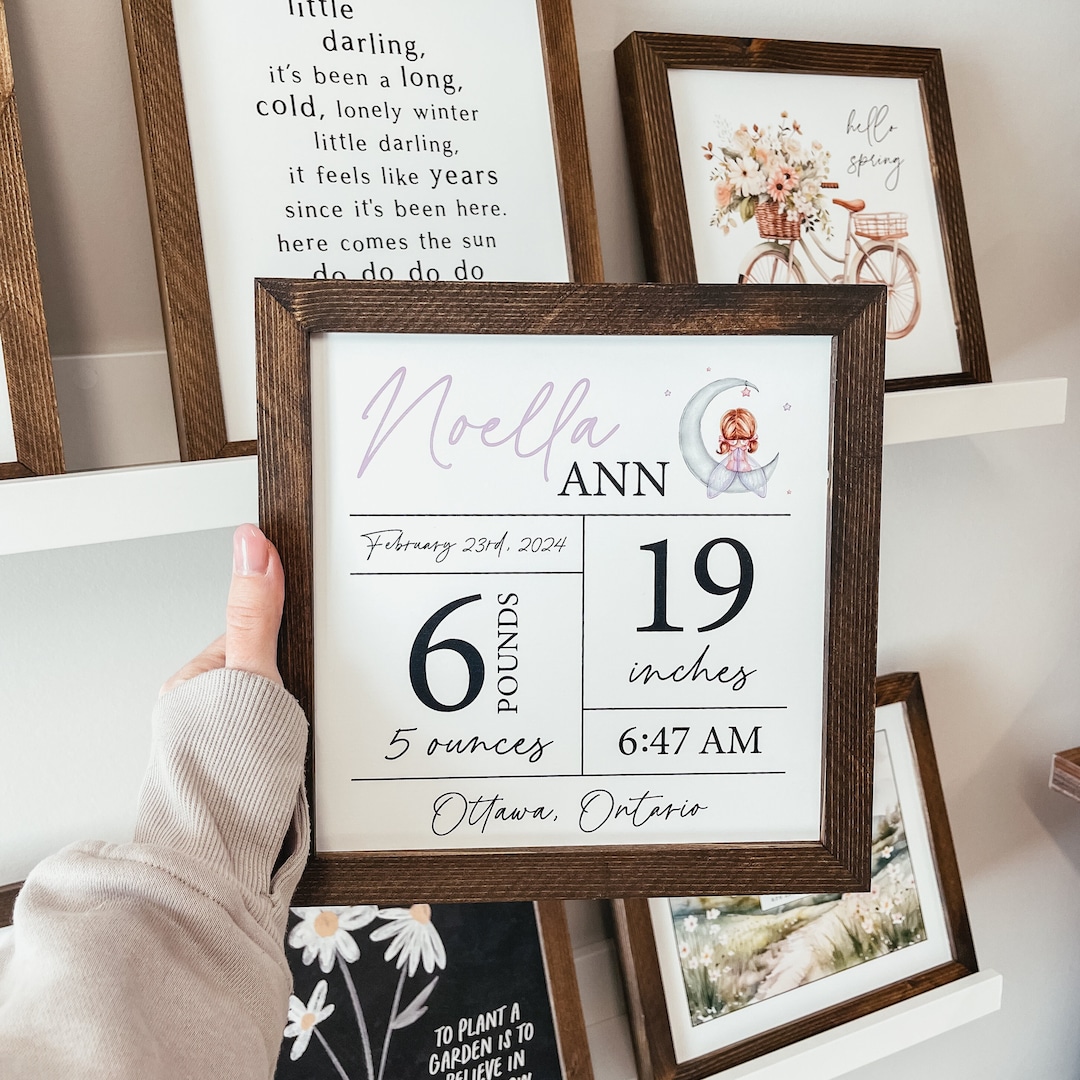 Custom Birth Statistics Wood Sign, Custom Nursery Sign, Baby Name Sign ...