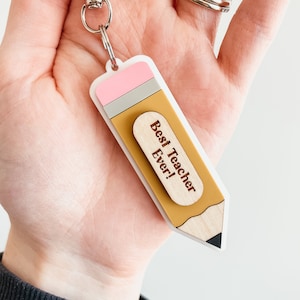 Personalized Pencil Keychain, Custom Teacher Keychain, 3D Teacher ...