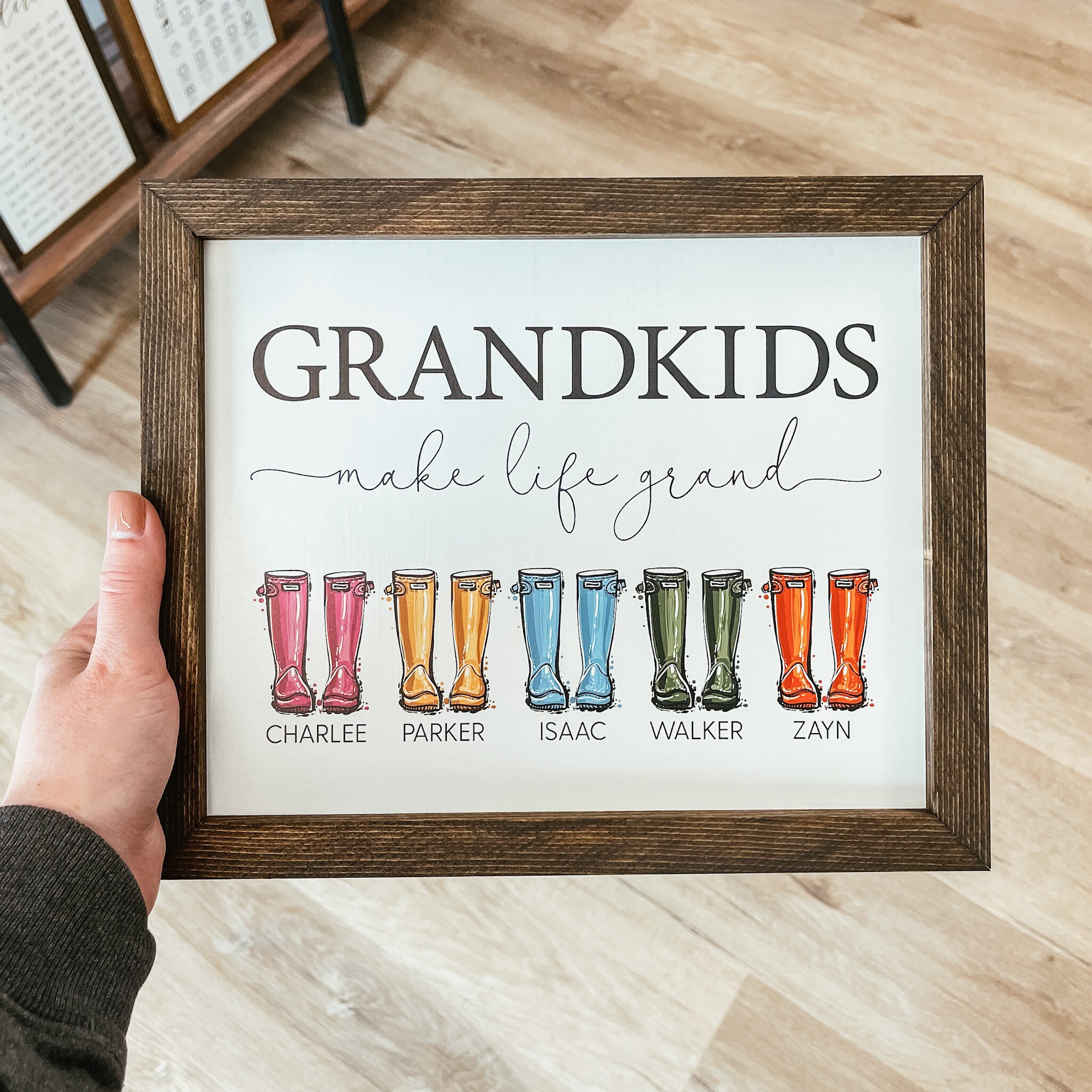 Grandkids Make Life Grand Wooden Sign, Custom Grandchildren Sign ...