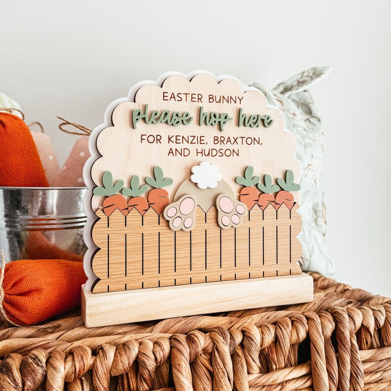 Easter Bunny Please Hop Here Sign, Personalized Easter Bunny Sign ...