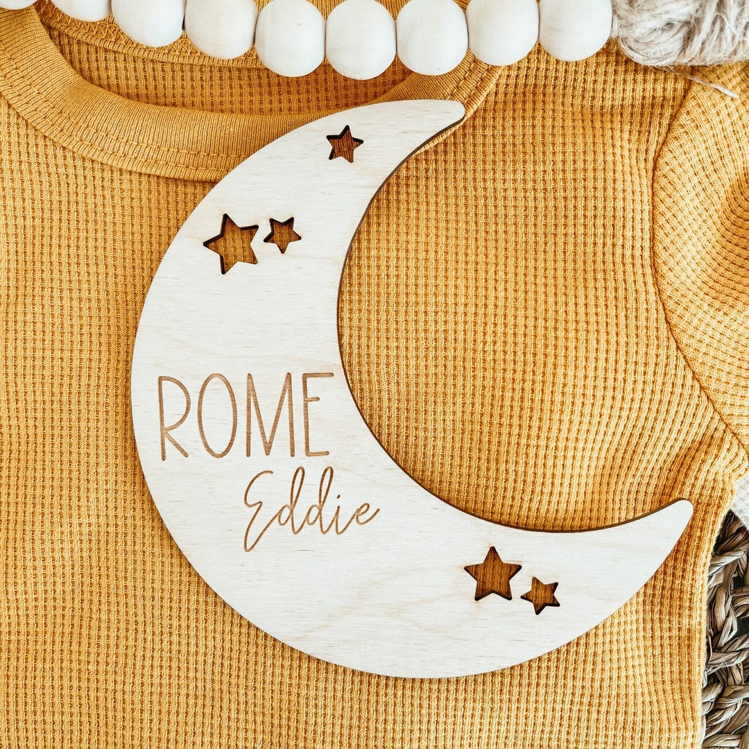 Crescent Moon Birth Announcement Sign, Newborn Announcement Sign, Baby ...