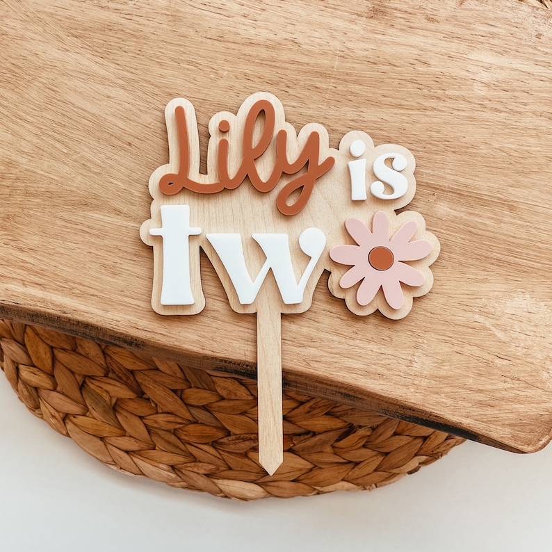 Custom Two Daisy Cake Topper, Second Birthday Cake Topper, Two Cake ...