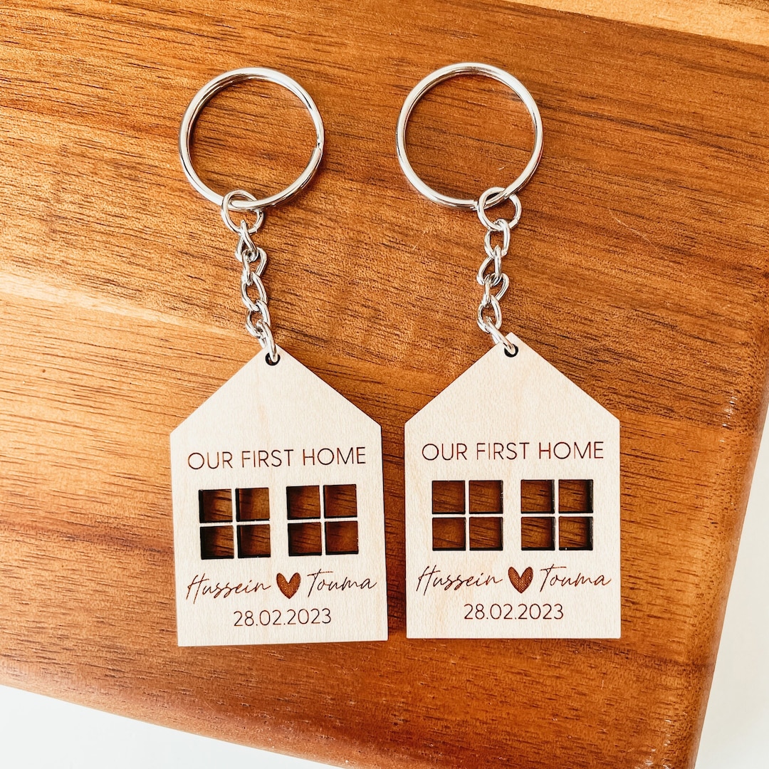Personalized First Home Keychain Set, Custom Engraved Keychain ...