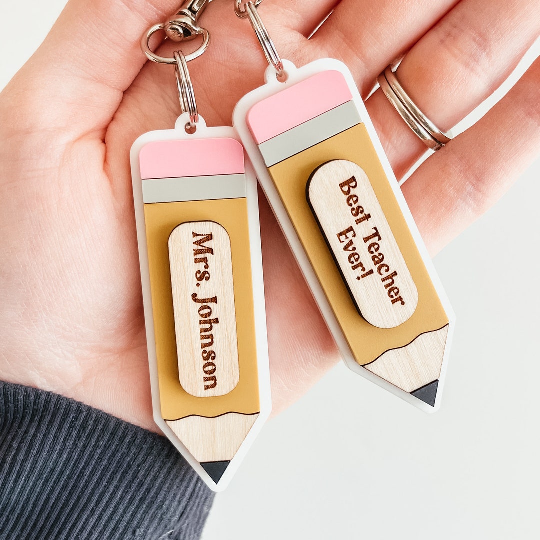 Personalized Pencil Keychain, Custom Teacher Keychain, 3D Teacher ...
