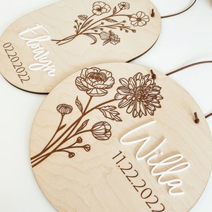 Custom Birth Flower Sign, Personalized Nursery Sign, Birth Flower ...